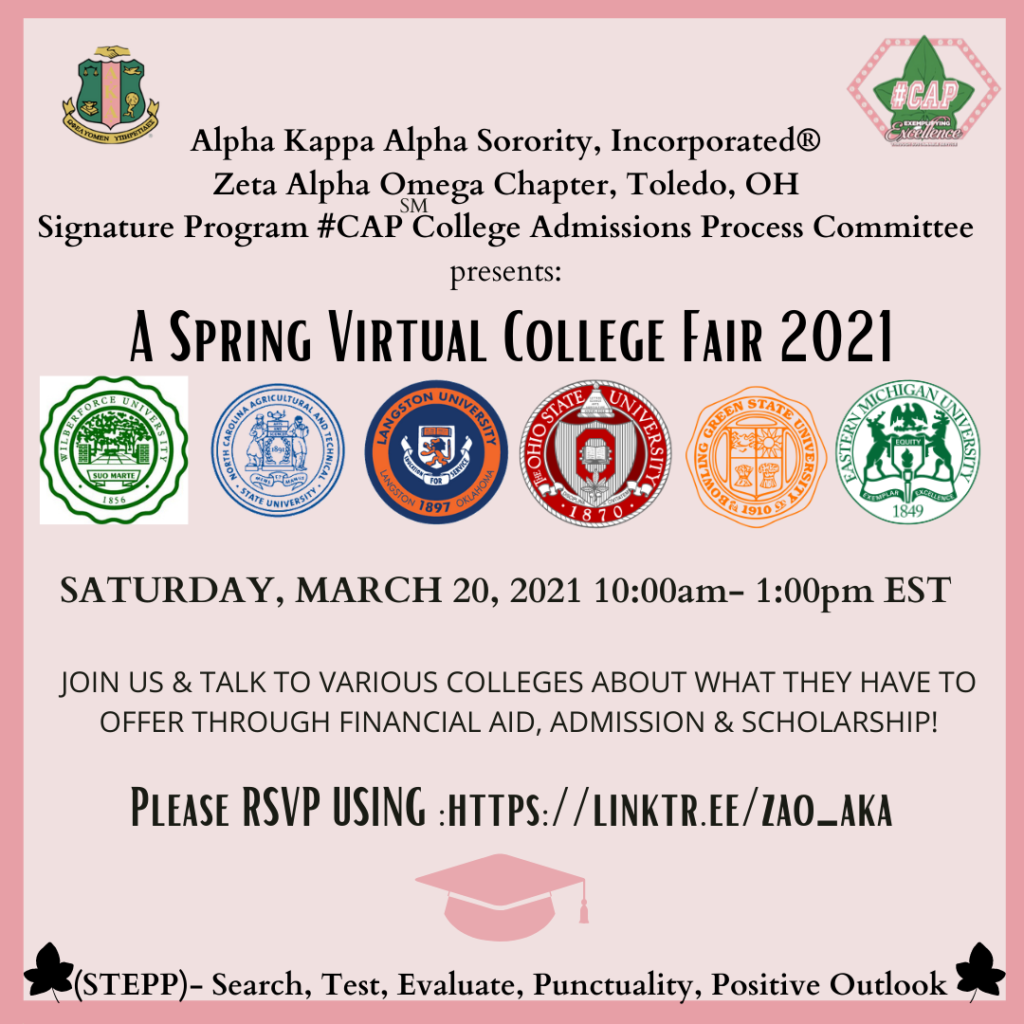 Spring Virtual College Fair 2021 - Alpha Kappa Alpha Sorority ...